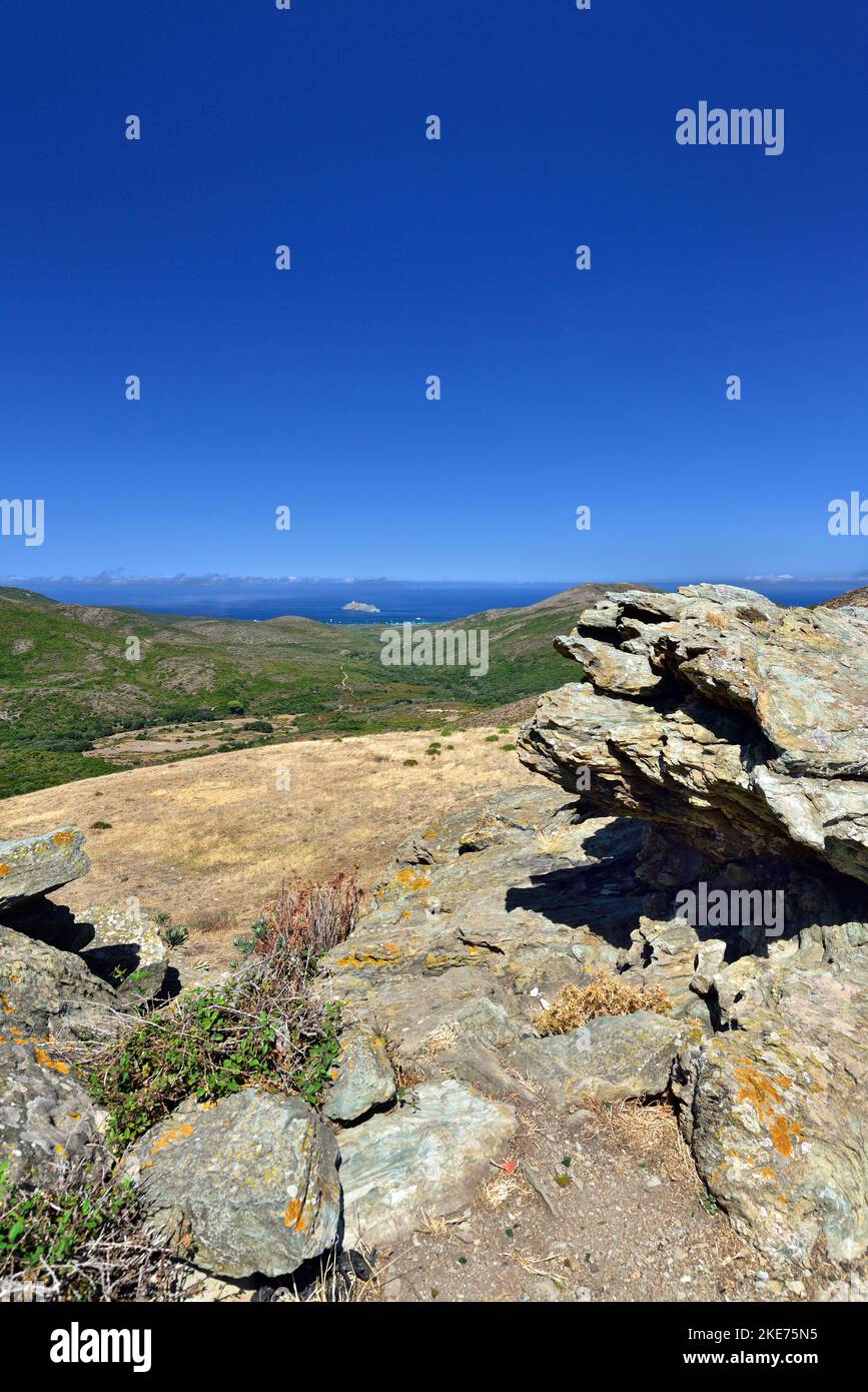 Panoramic viewpoint Rogliano on the peninsula Cap Corse, located at the ...