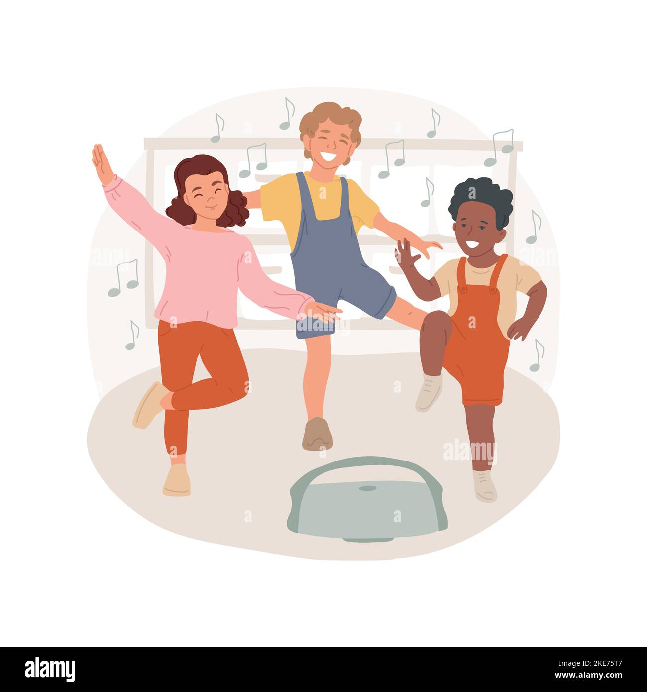 Freeze dance isolated cartoon vector illustration. Child balance on one ...