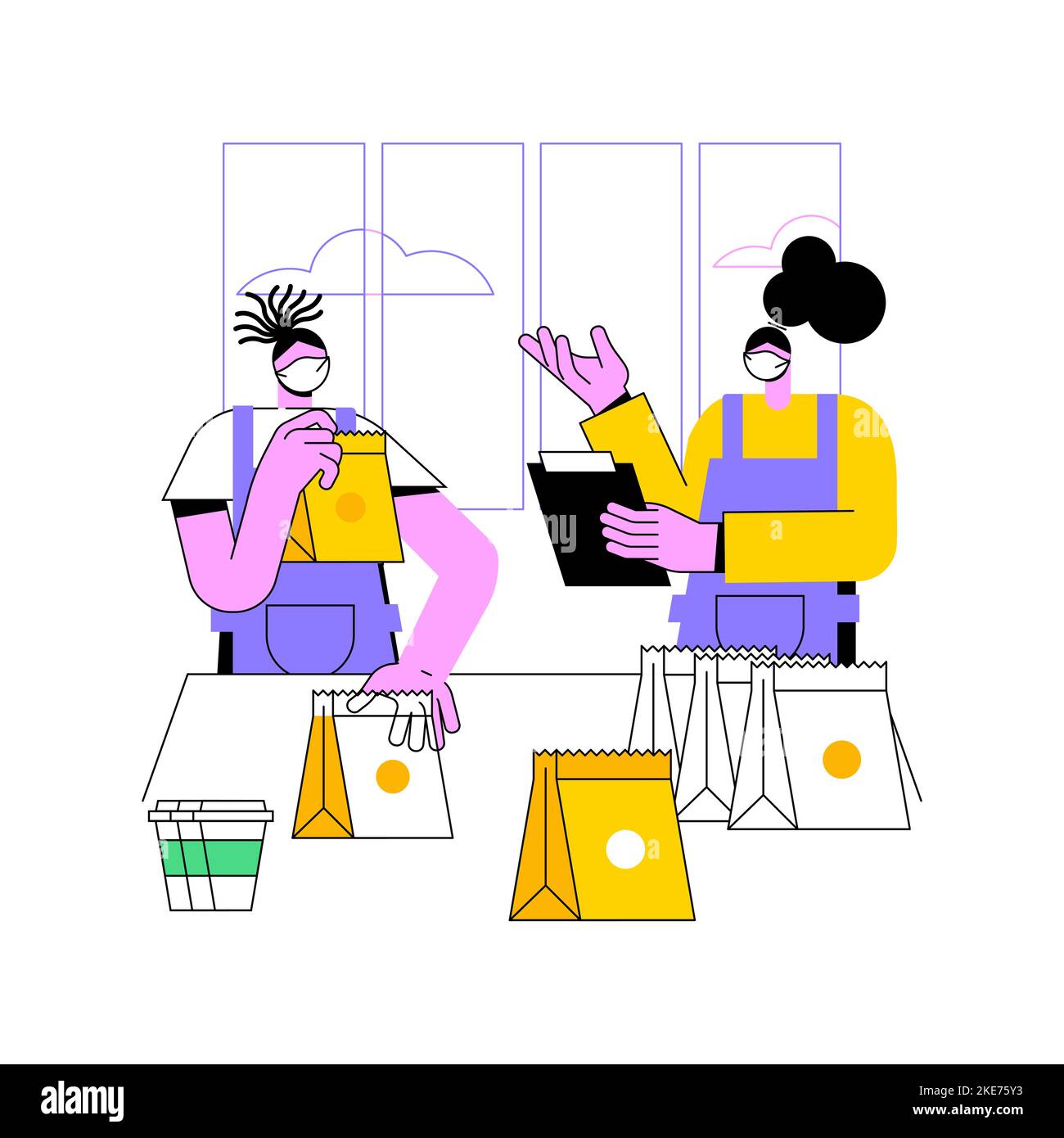 Restaurant preparing orders isolated cartoon vector illustrations ...