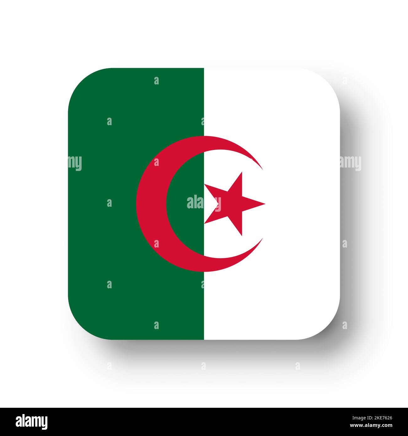 Algeria flag - flat vector square with rounded corners and dropped shadow Stock Vector Image ...