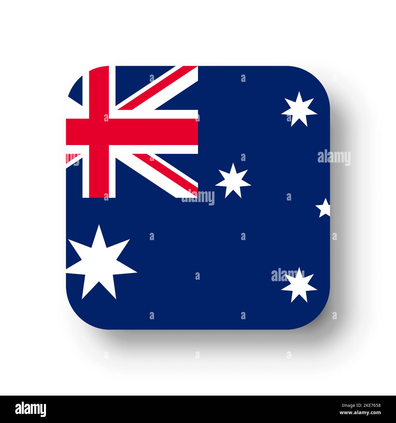 Australia flag - flat vector square with rounded corners and dropped ...