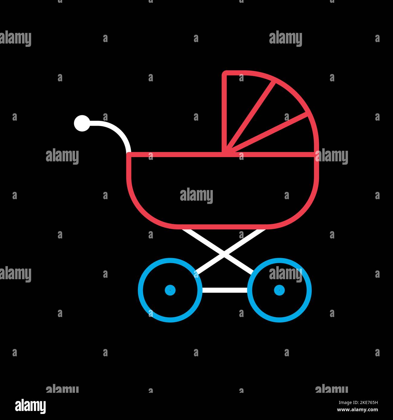 Stroller baby, carriage vector on black background icon. Graph symbol ...
