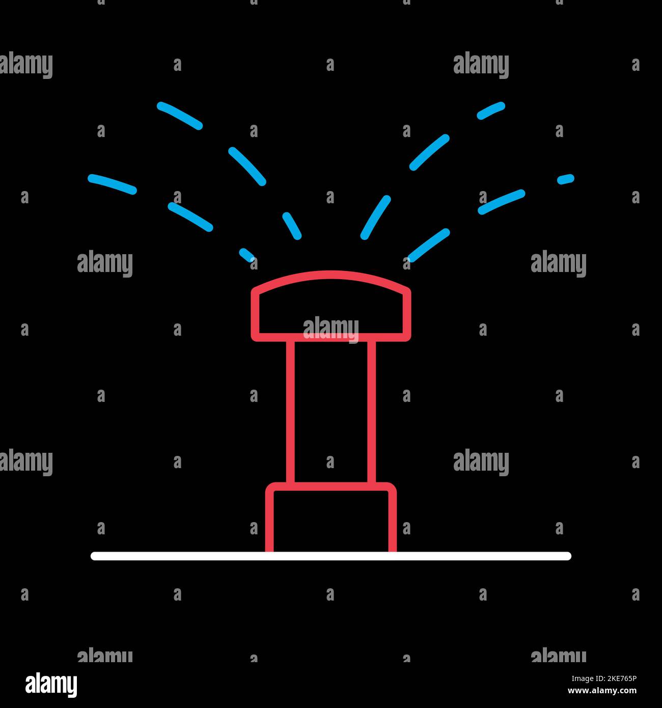 Garden automatic water sprinkler vector on black background icon. Graph ...