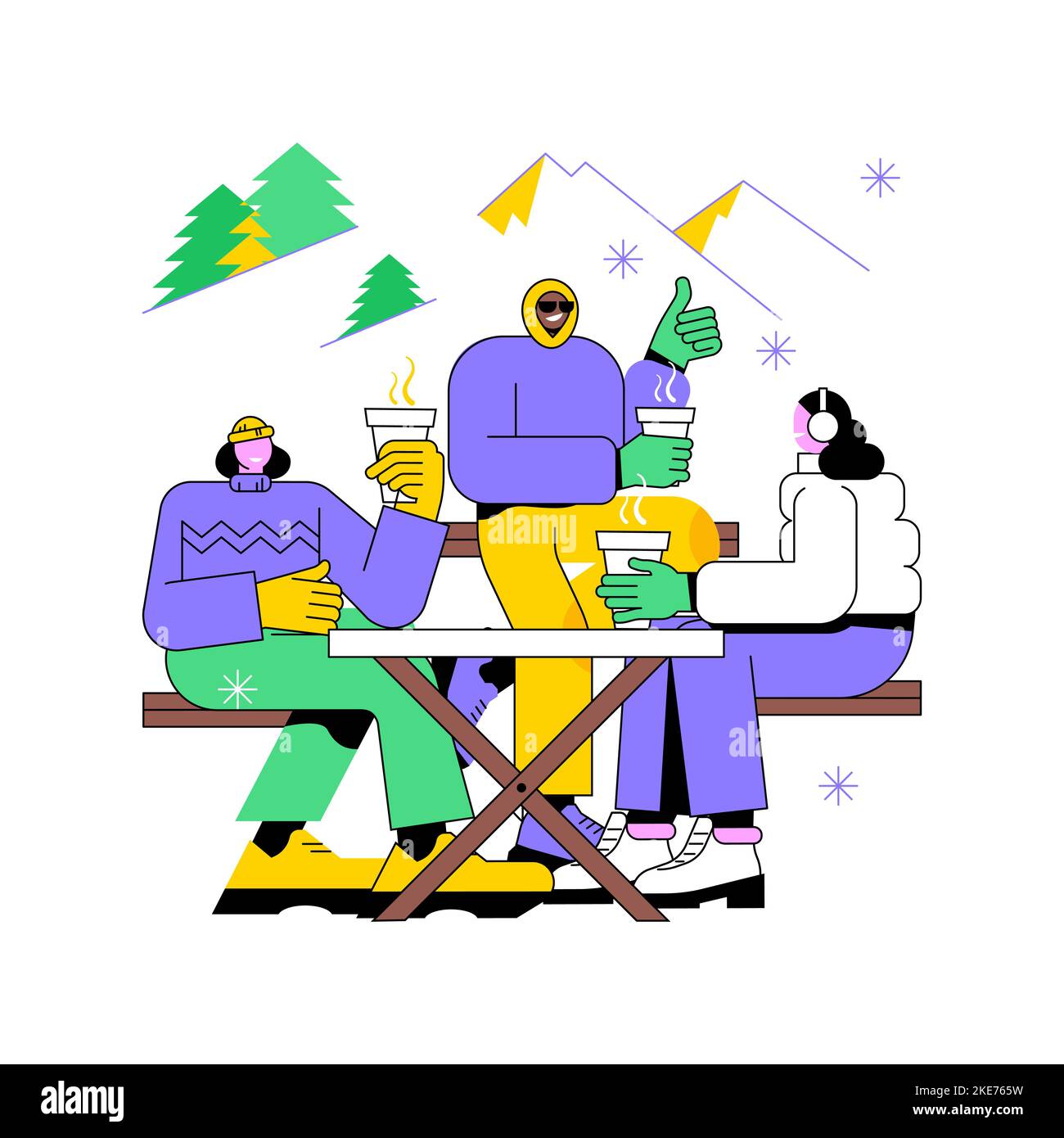 Chilling after ride isolated cartoon vector illustrations. Friends ...