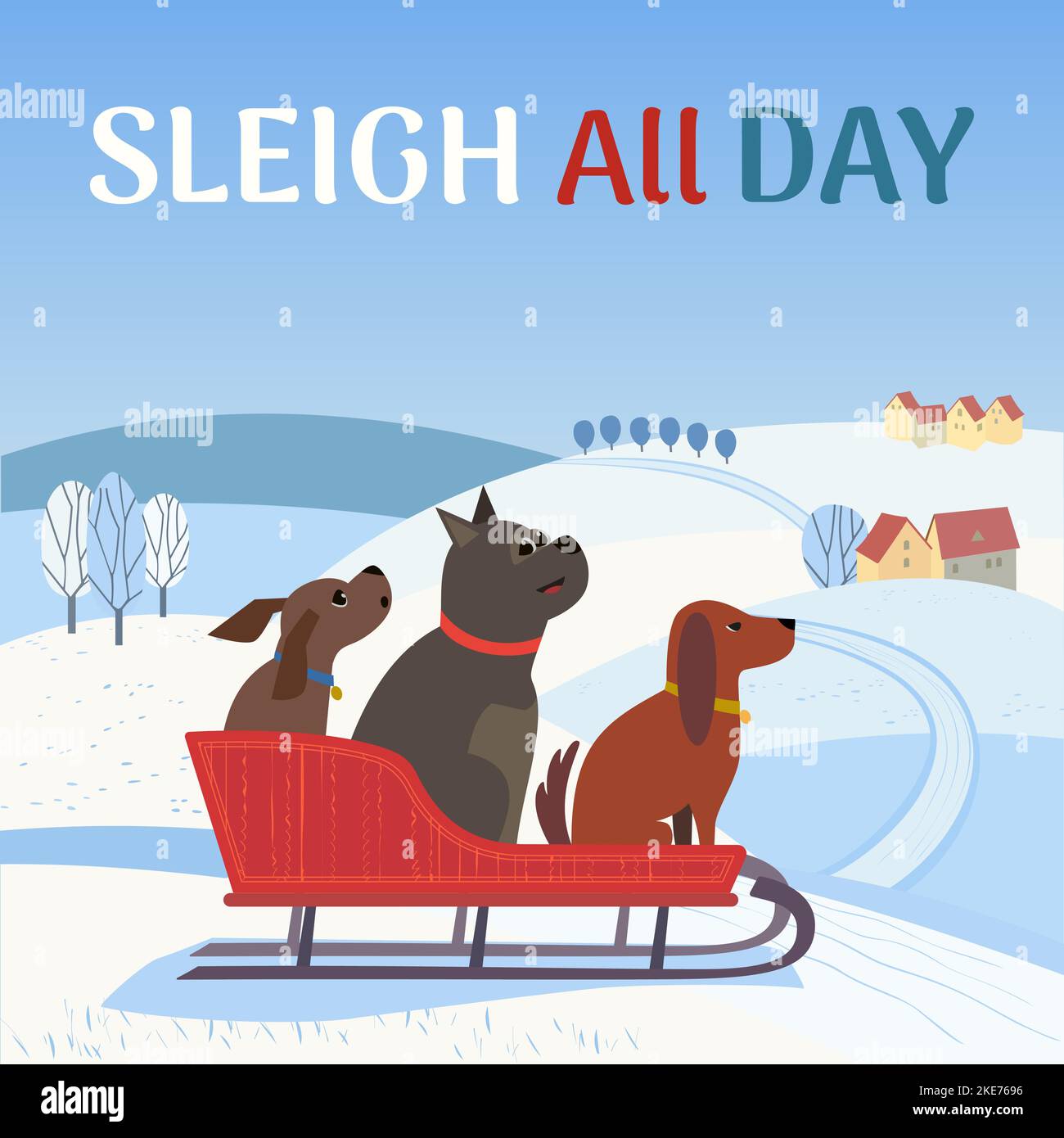 Sleigh all day fancy invitation vector poster Stock Vector Image & Art ...