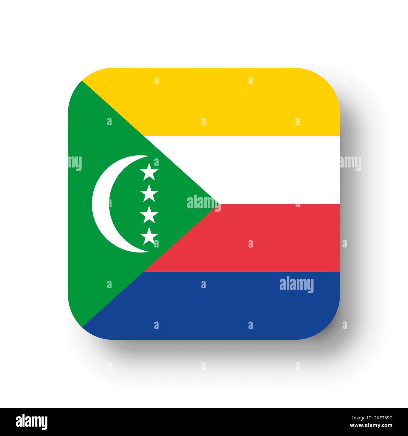 Comoros flag - flat vector square with rounded corners and dropped shadow Stock Vector Image ...