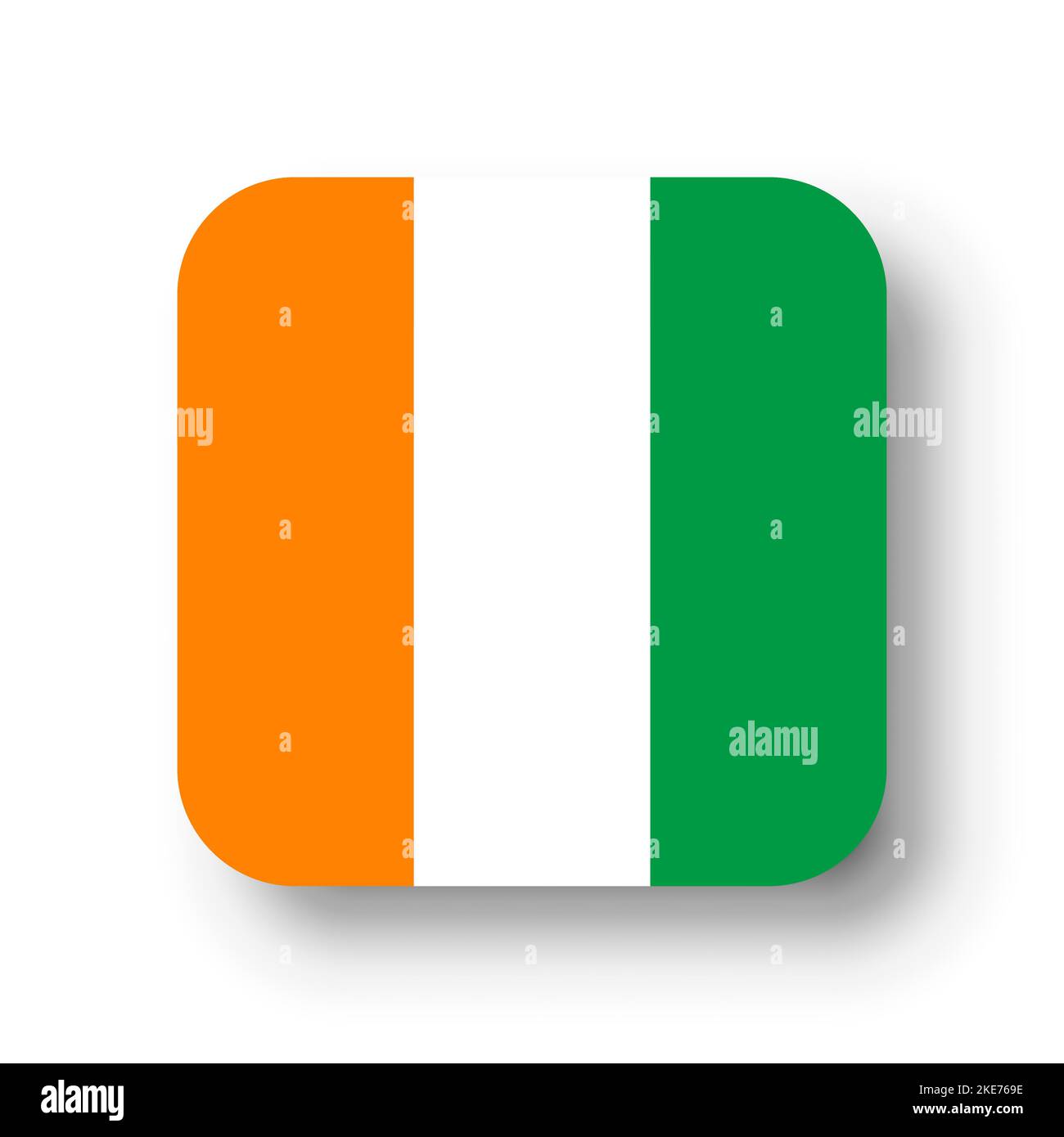 Cote d Ivoire flag - flat vector square with rounded corners and ...