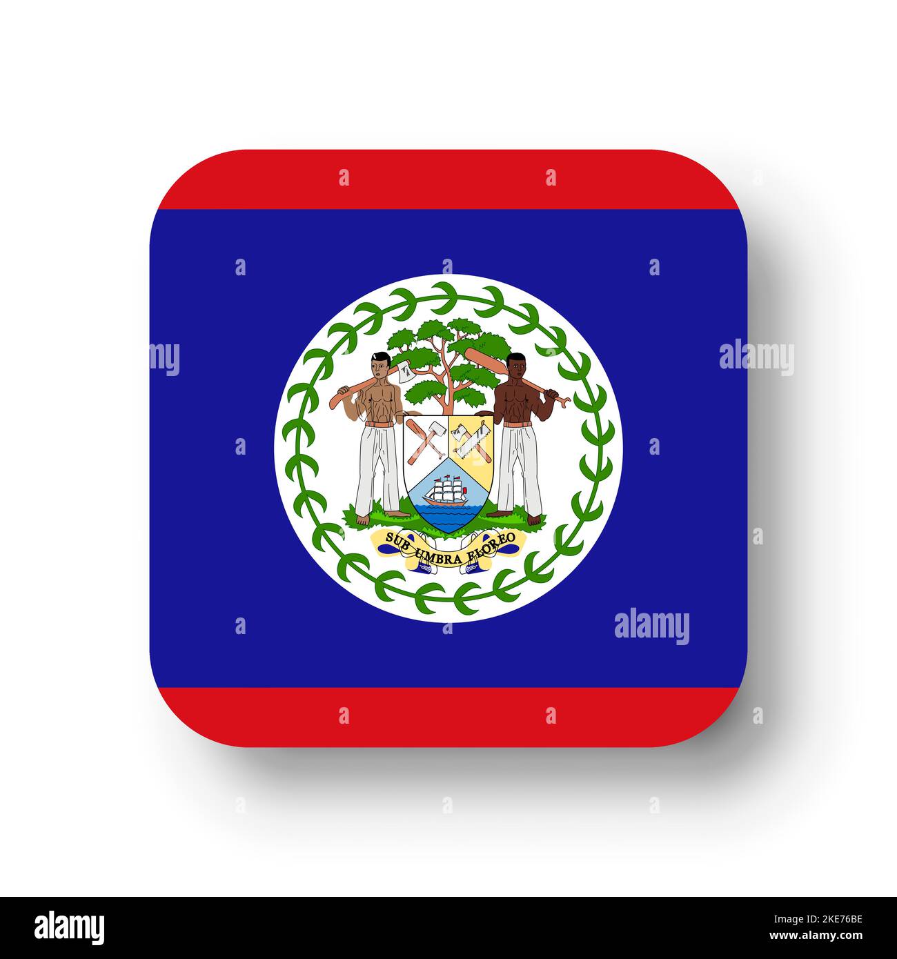 Belize flag - flat vector square with rounded corners and dropped shadow Stock Vector Image ...