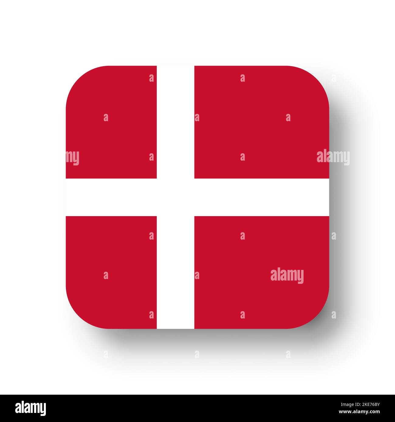 Denmark flag - flat vector square with rounded corners and dropped ...
