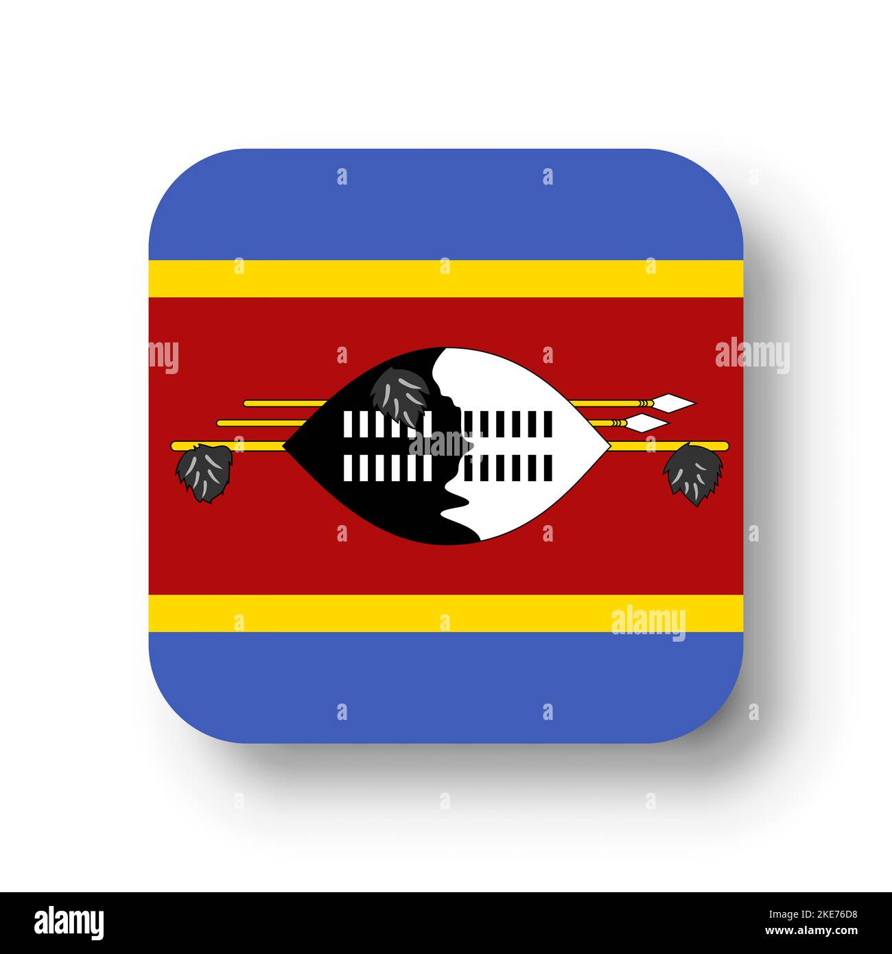 Eswatini flag - flat vector square with rounded corners and dropped shadow Stock Vector Image ...