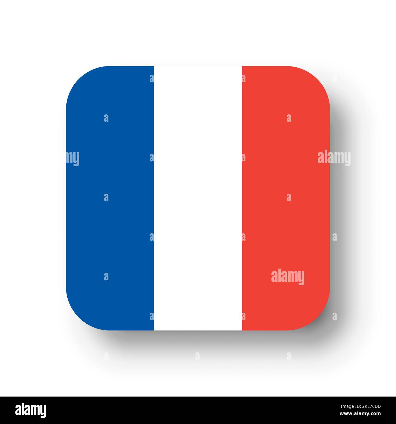 France flag - flat vector square with rounded corners and dropped ...