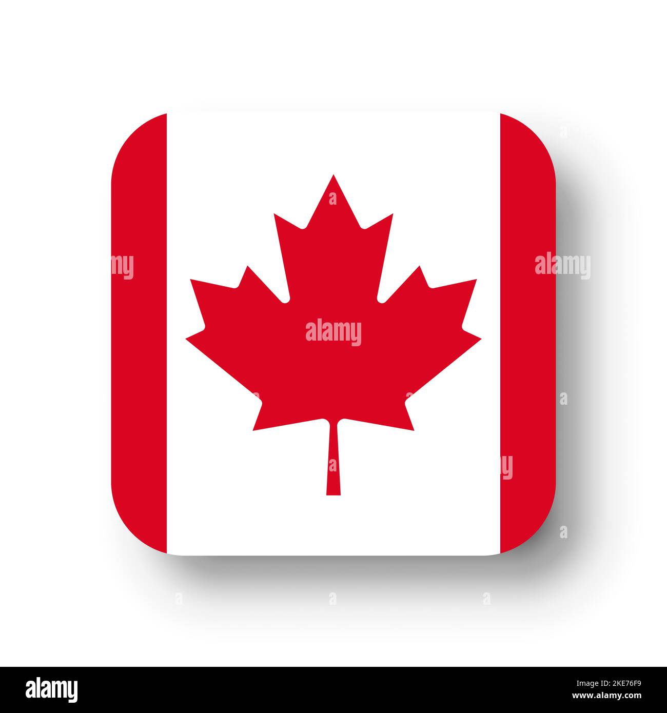 Canada flag - flat vector square with rounded corners and dropped ...