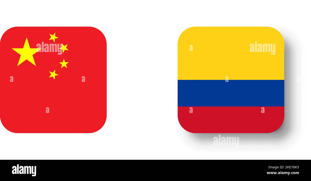 Colombia flag - flat vector square with rounded corners and dropped ...