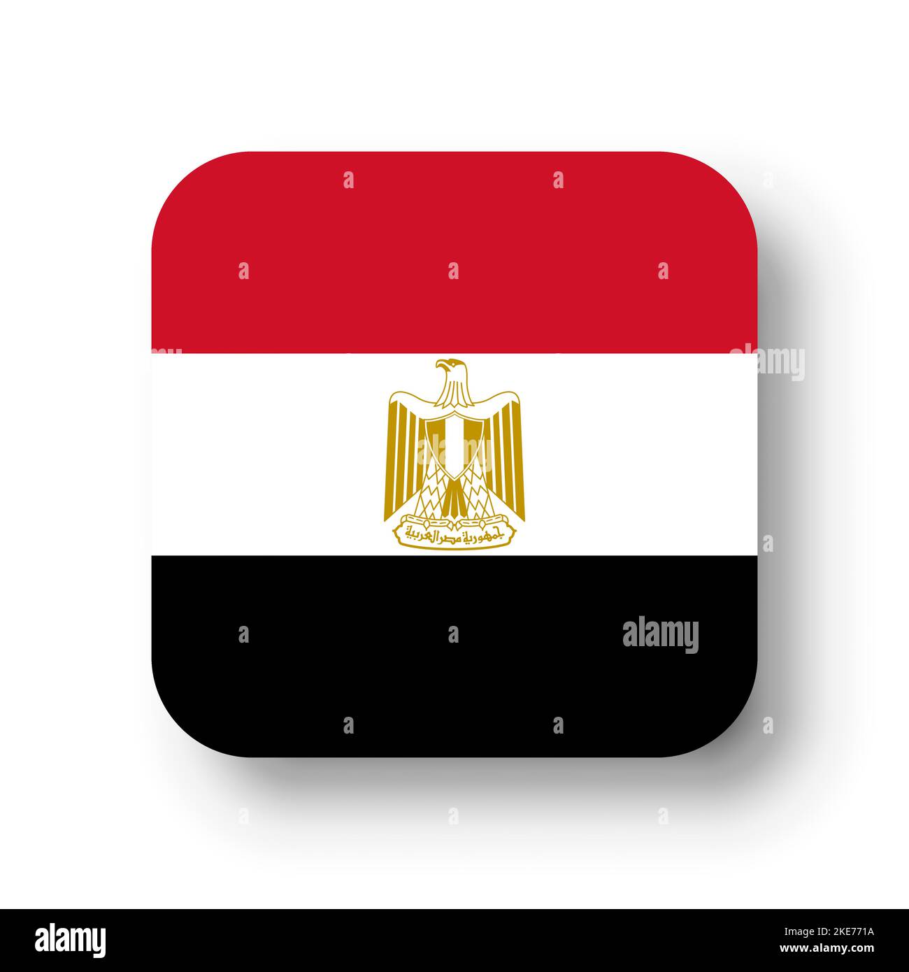 Egypt flag - flat vector square with rounded corners and dropped shadow ...