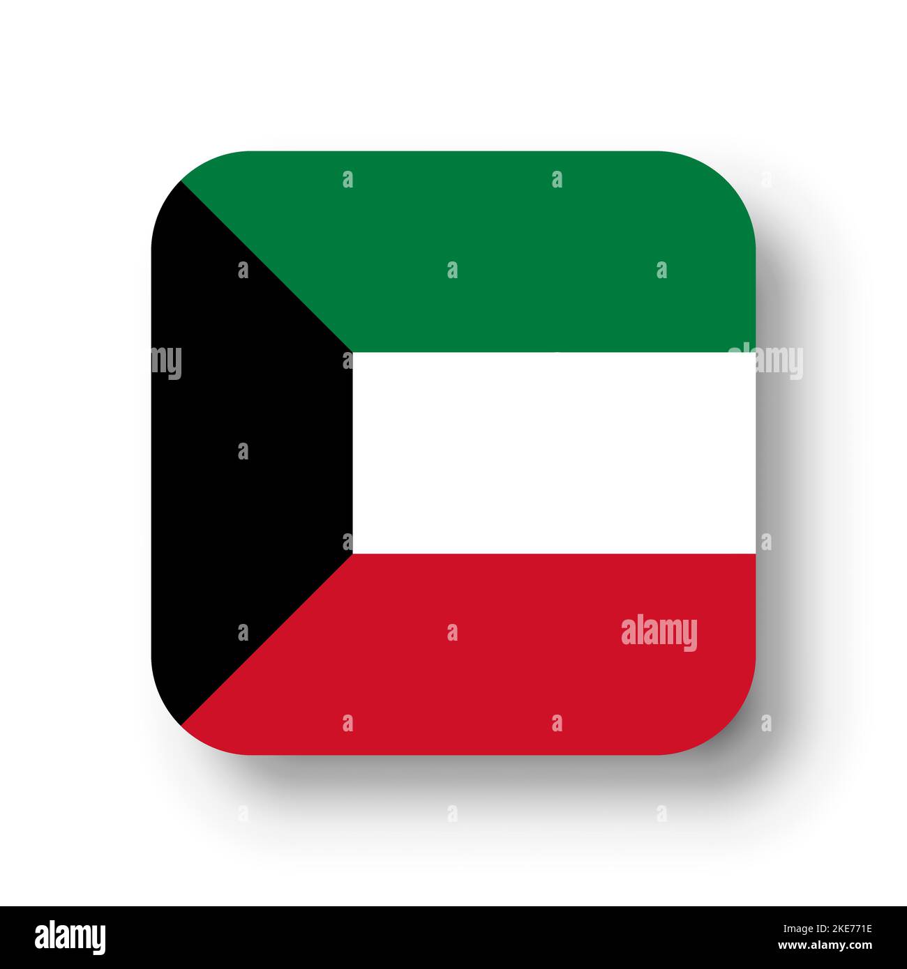 Kuwait flag - flat vector square with rounded corners and dropped shadow Stock Vector Image ...