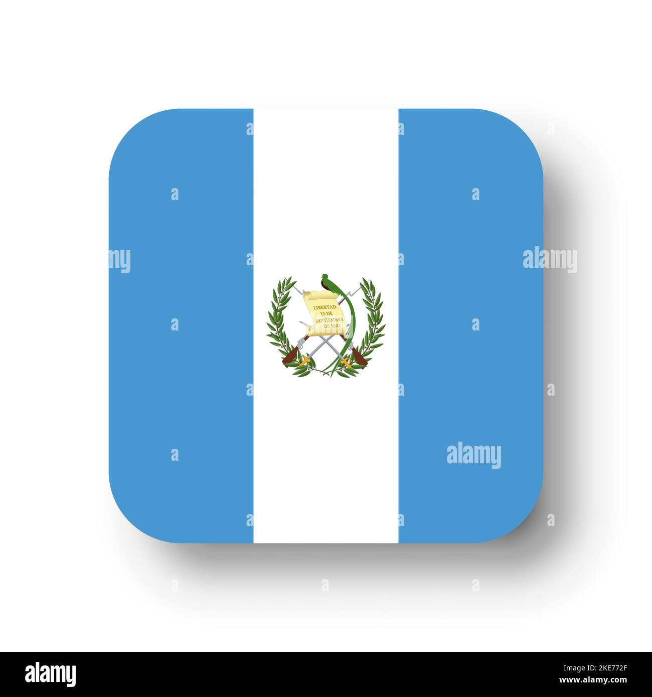 Guatemala flag - flat vector square with rounded corners and dropped ...