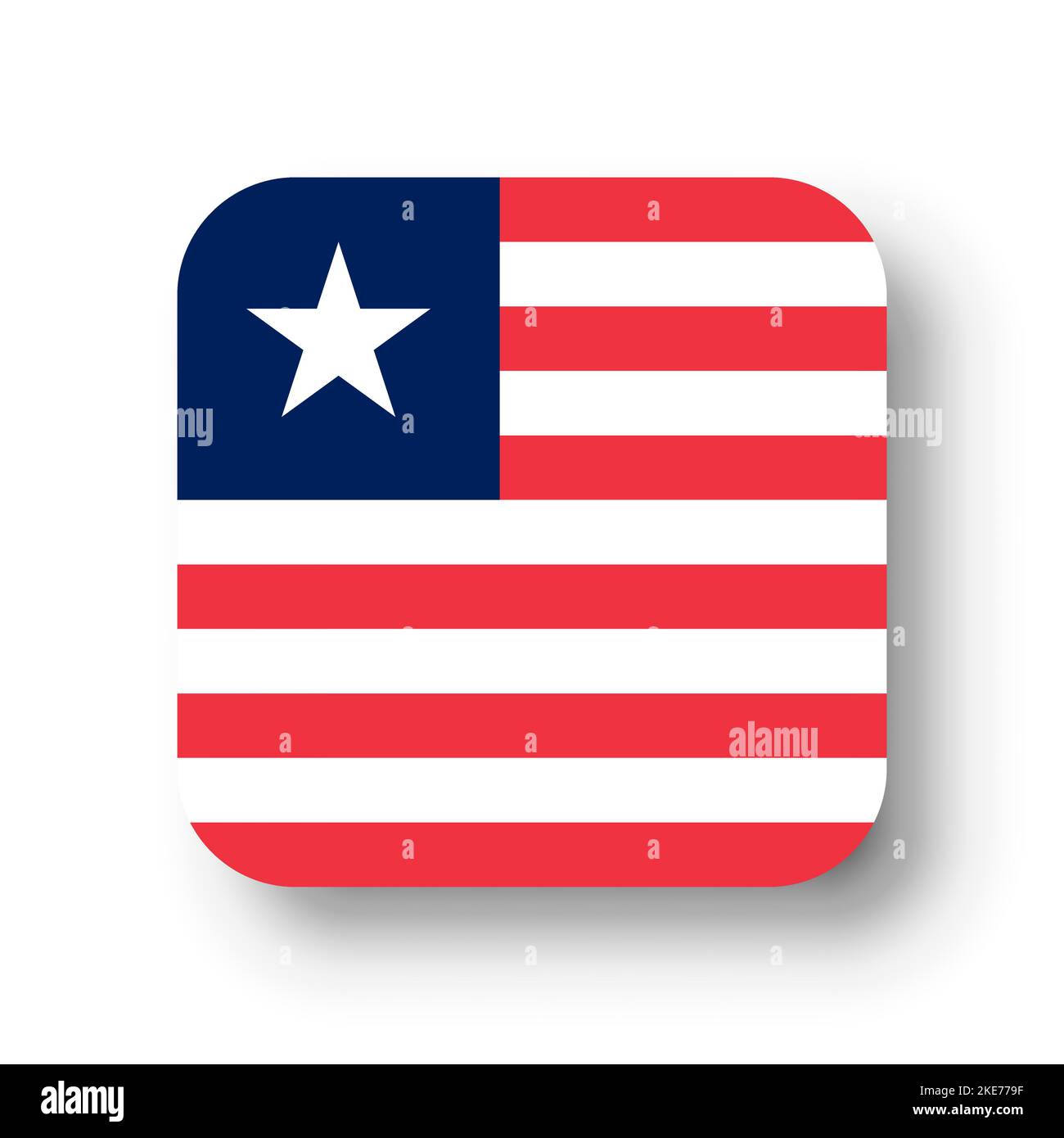 Liberia flag - flat vector square with rounded corners and dropped shadow Stock Vector Image ...