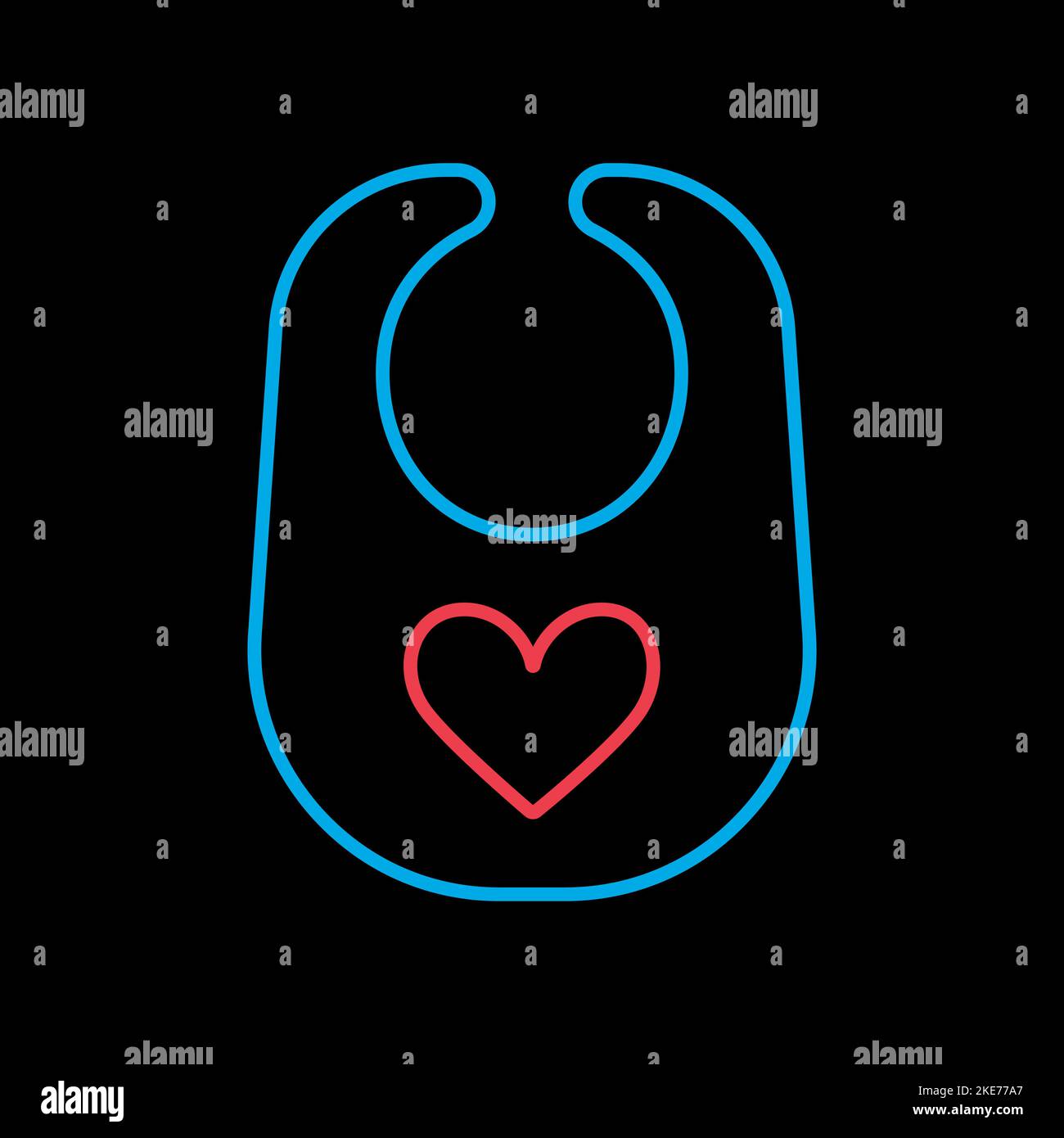 Baby bib isolated vector on black background icon. Graph symbol for ...