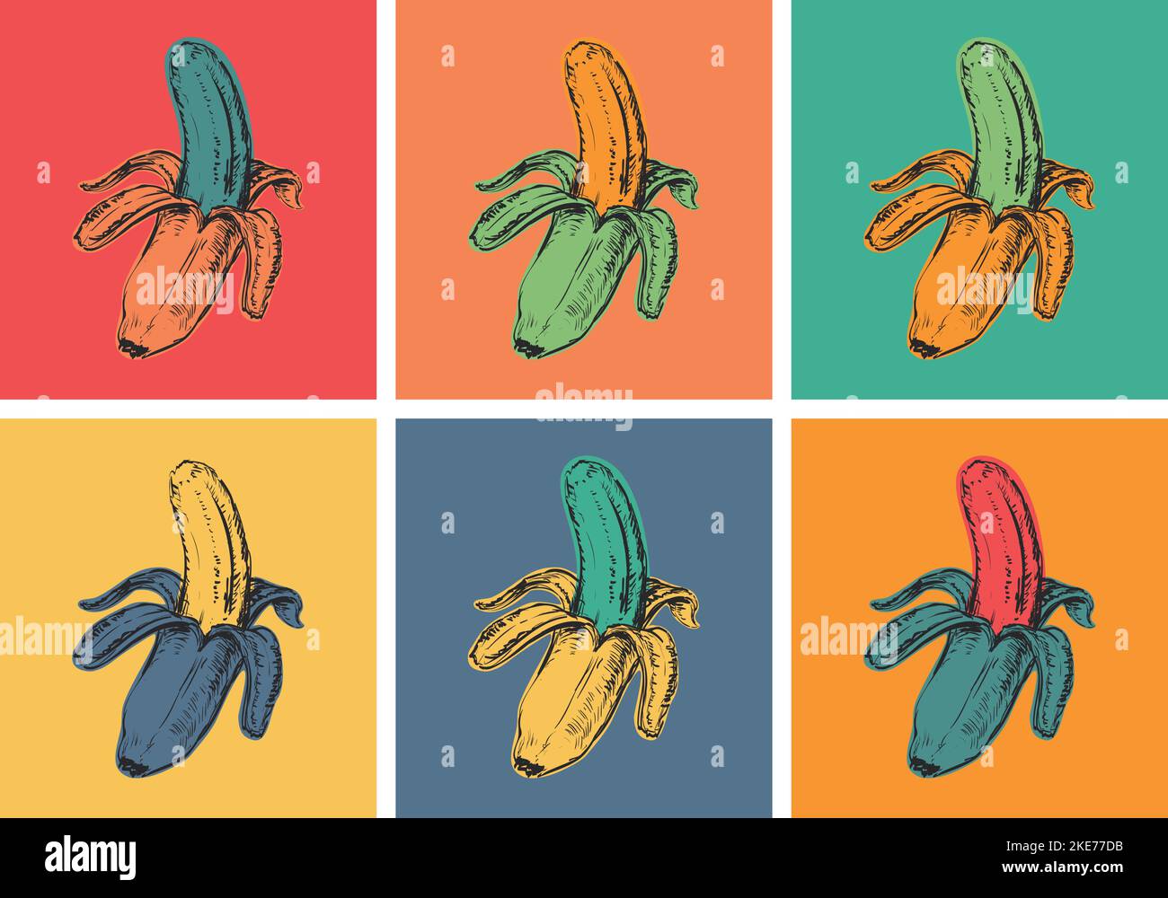 Set Bananas Vector Illustration Pop Art Style Set Bananas Vector Illustration Pop Art Style ...