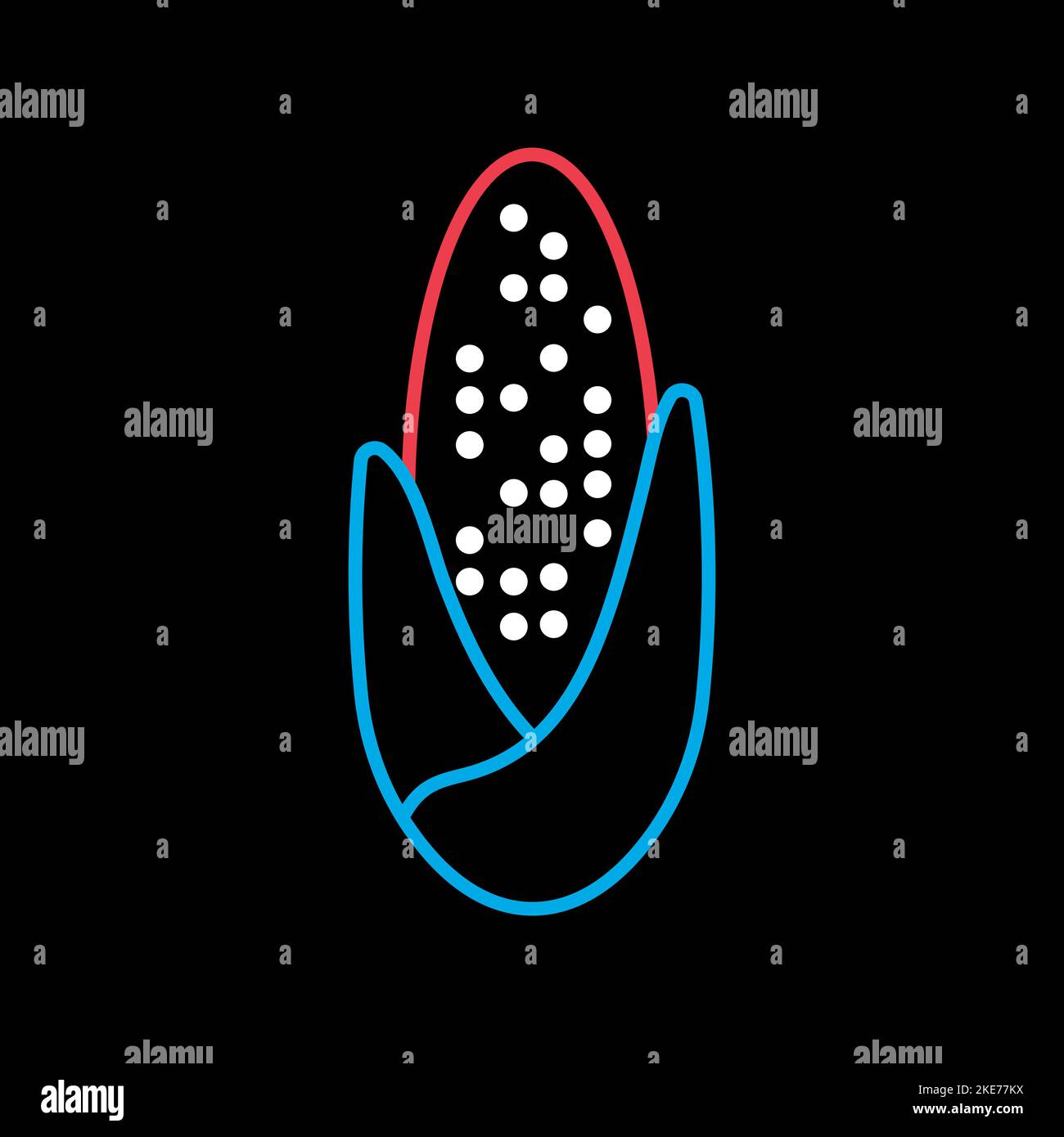 Corncob flat isolated on black background icon. Agriculture sign. Graph ...