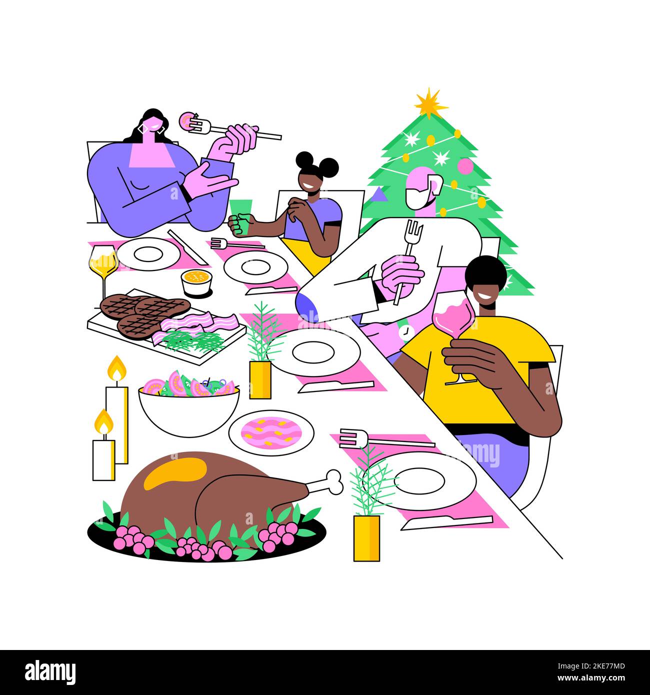 Eating Christmas Dinner Cartoon