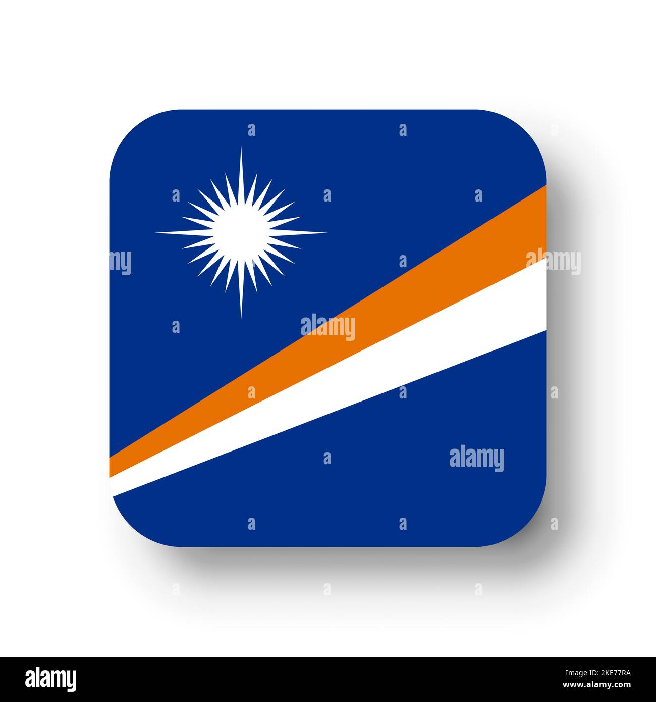 Marshall Islands flag - flat vector square with rounded corners and dropped shadow Stock Vector ...