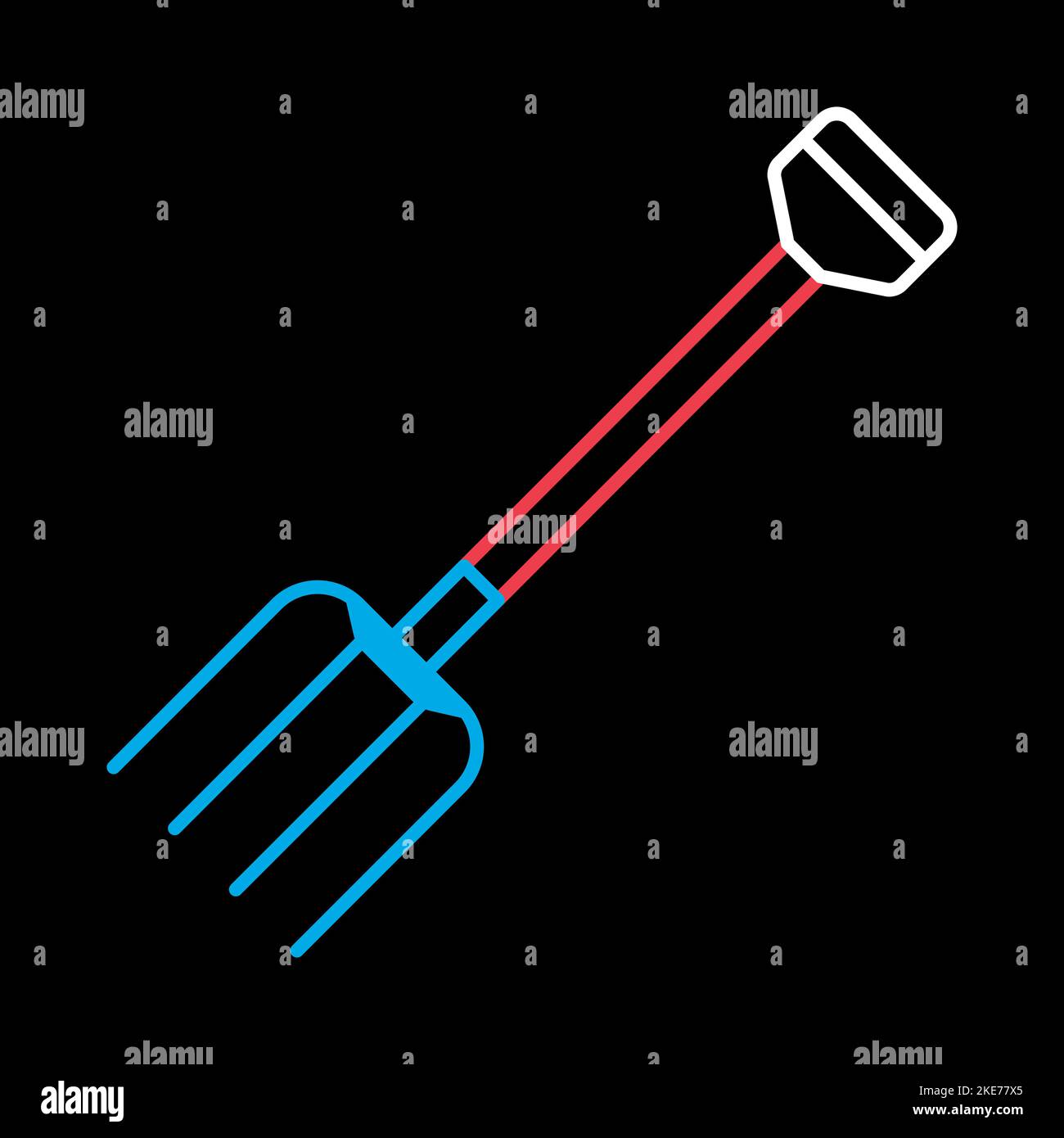 Garden pitchfork isolated vector on black background icon. Graph symbol ...