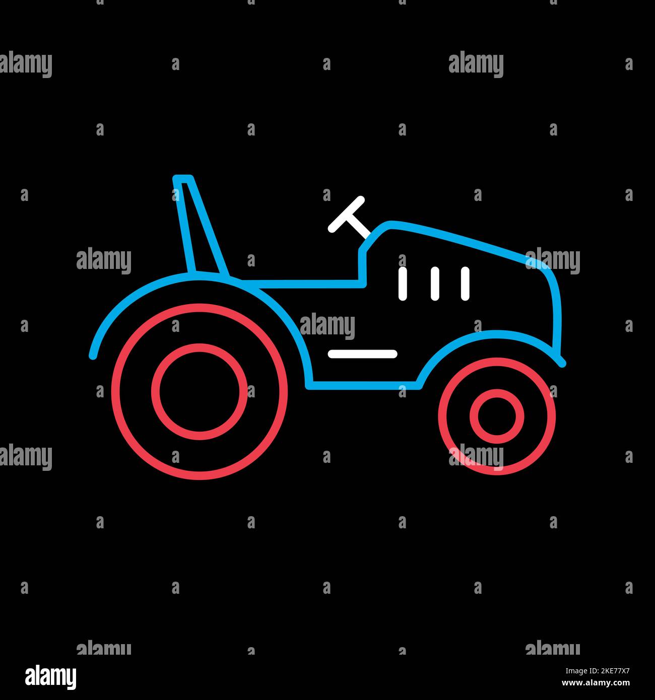 Tractor isolated on black background icon. Farmer machine. Agriculture ...