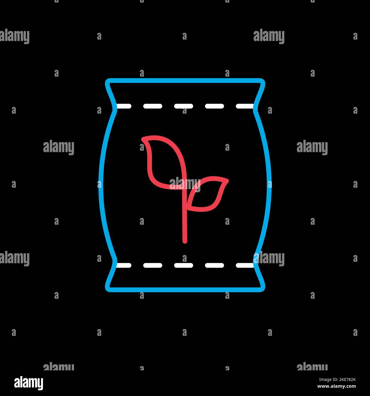 Fertilizer bag isolated vector on black background icon. Graph symbol ...