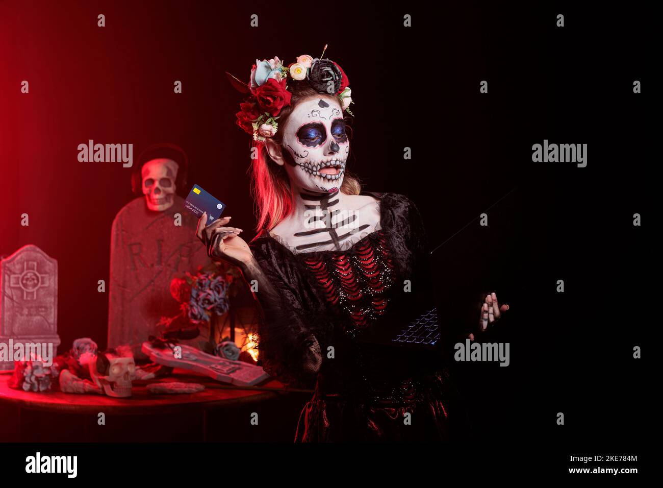 Woman in white catrina costume posing hi-res stock photography and ...