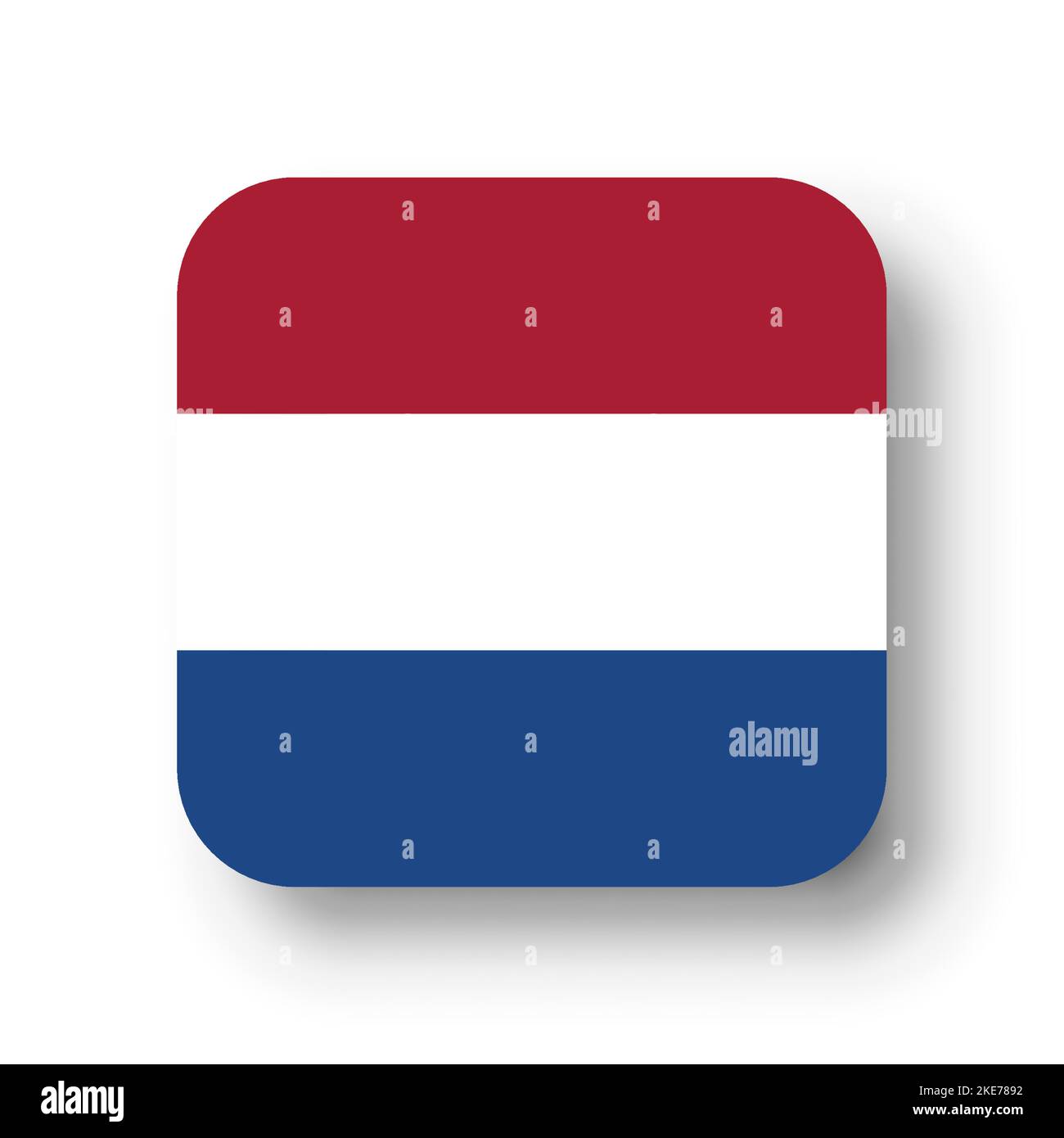 Netherlands flag - flat vector square with rounded corners and dropped ...