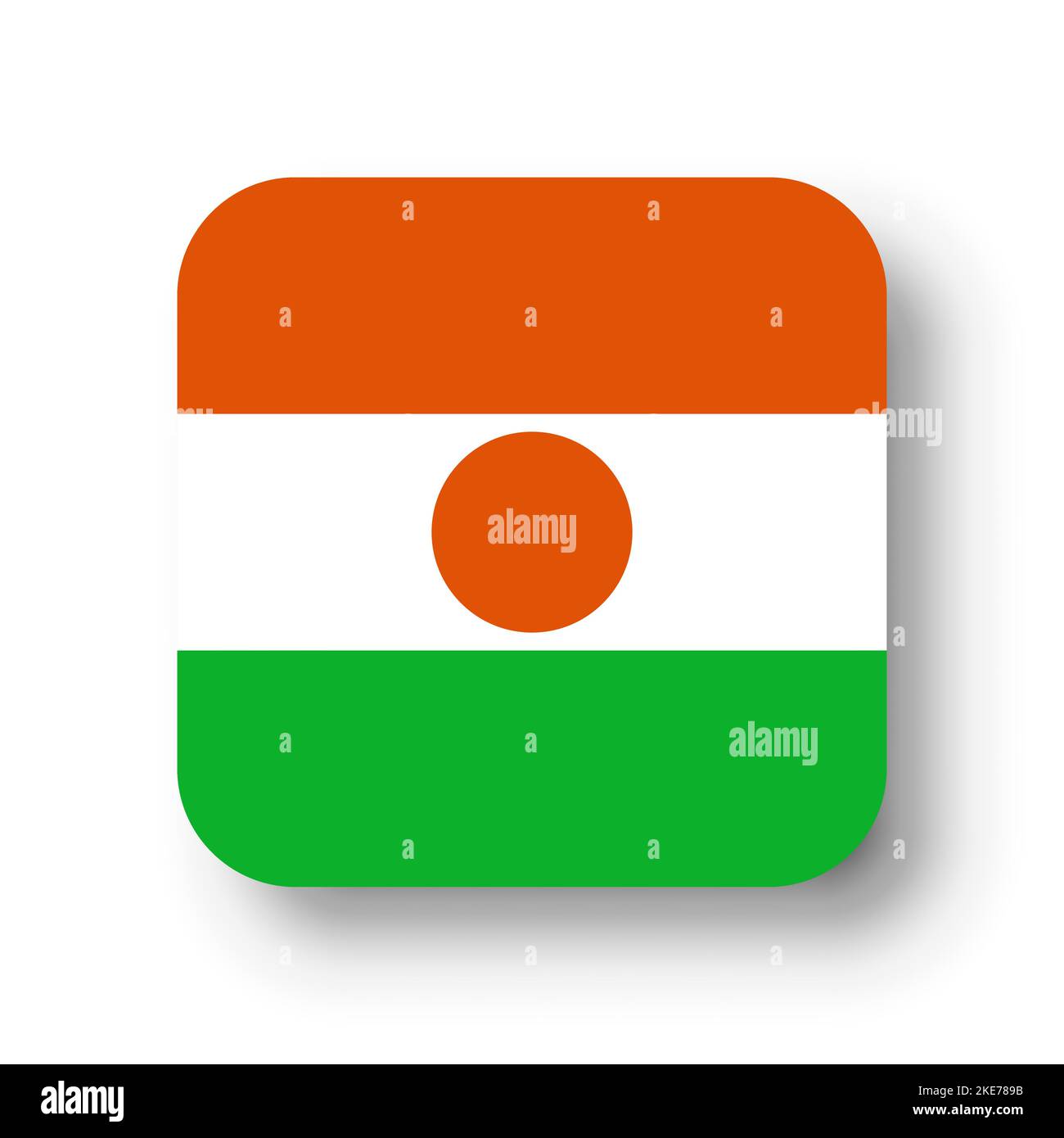 Niger flag - flat vector square with rounded corners and dropped shadow Stock Vector Image & Art ...