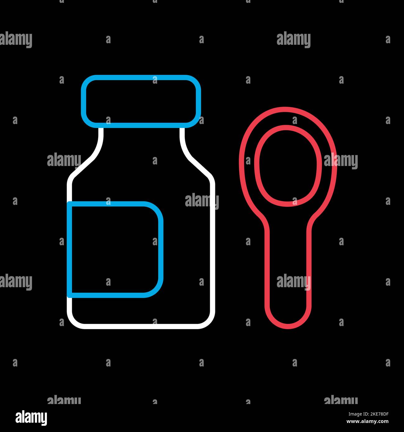 Syrup medicine bottle isolated vector on black background icon ...