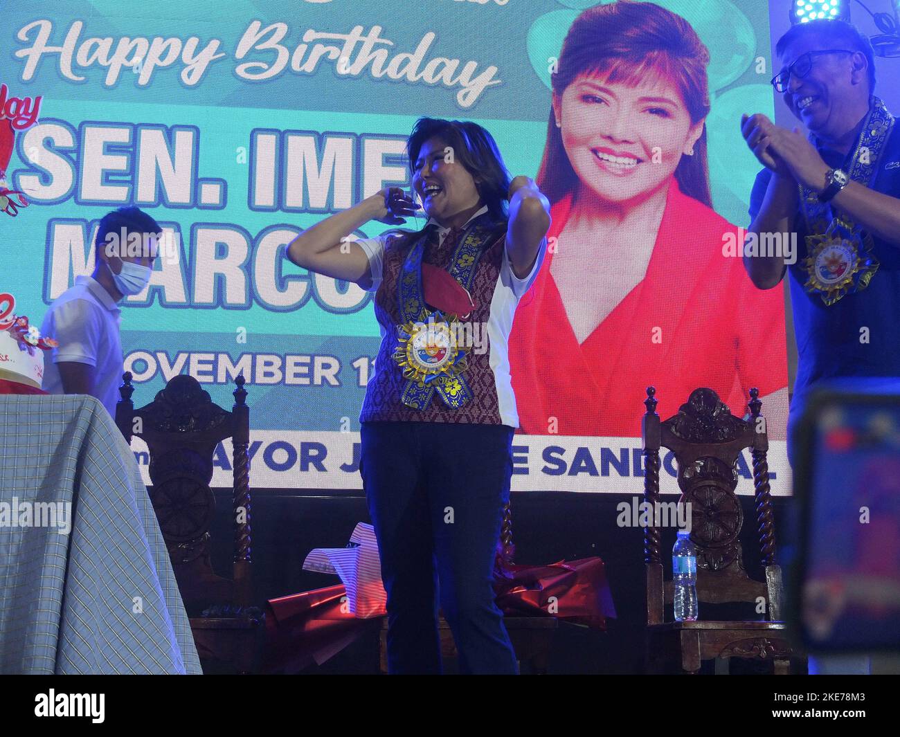 Senator Imee Marcos seen laughing as she is greeted a Happy Birthday by ...