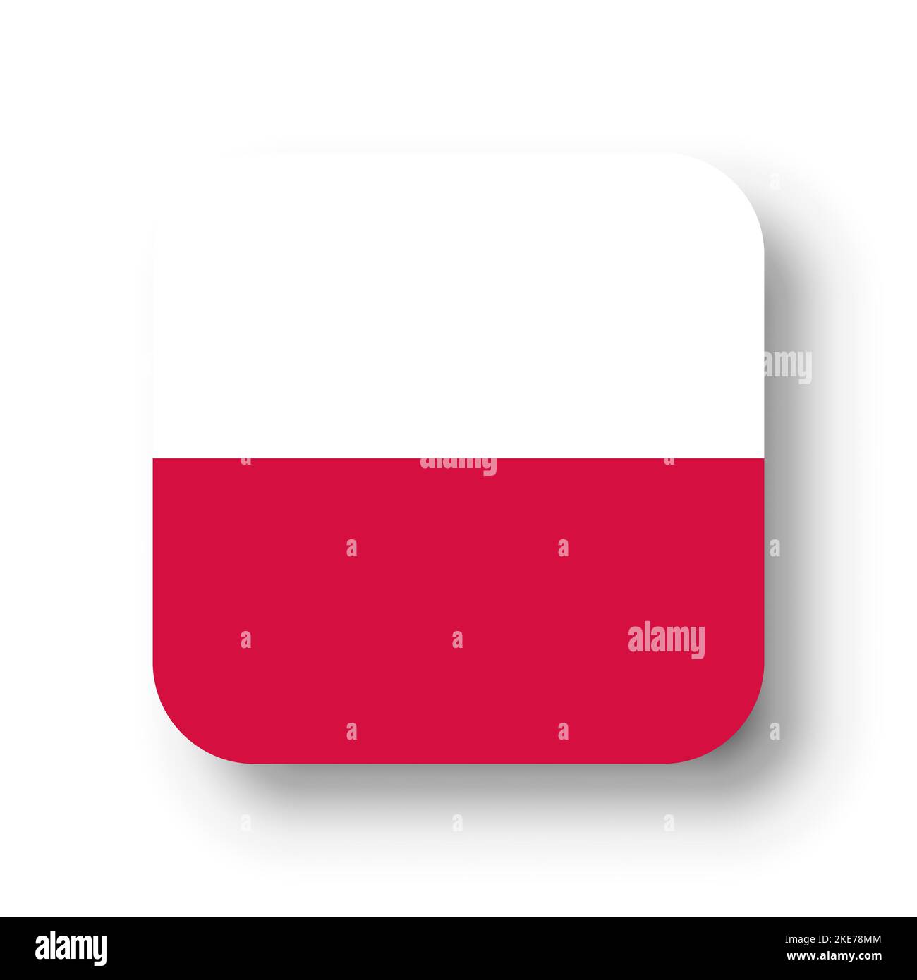Poland flag - flat vector square with rounded corners and dropped shadow Stock Vector Image ...