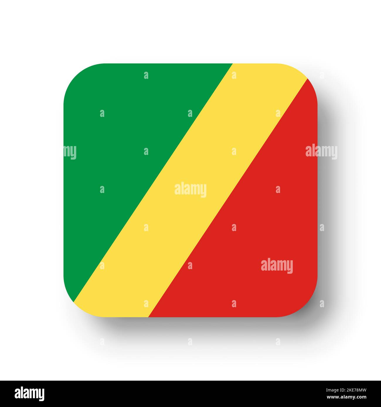 Republic of the Congo flag - flat vector square with rounded corners and dropped shadow Stock ...