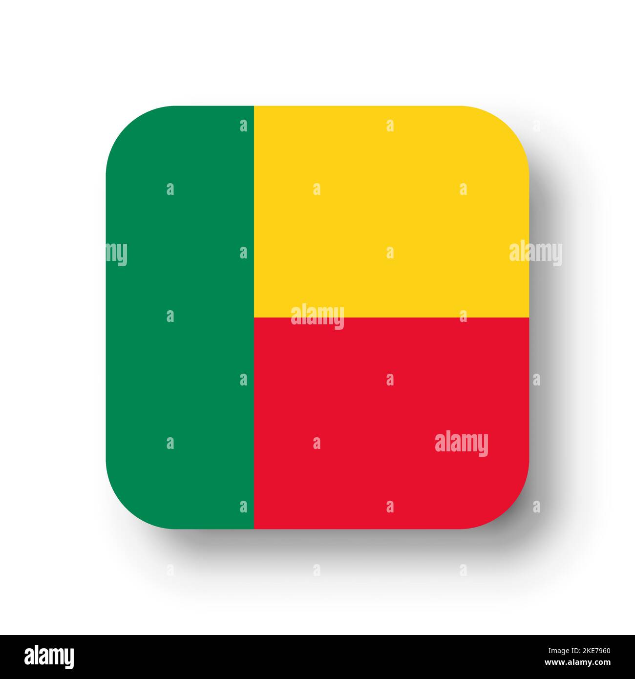 Benin flag - flat vector square with rounded corners and dropped shadow Stock Vector Image & Art ...
