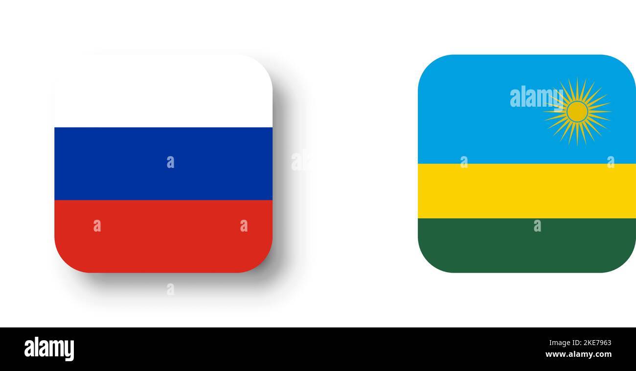 Russia flag - flat vector square with rounded corners and dropped shadow Stock Vector Image ...