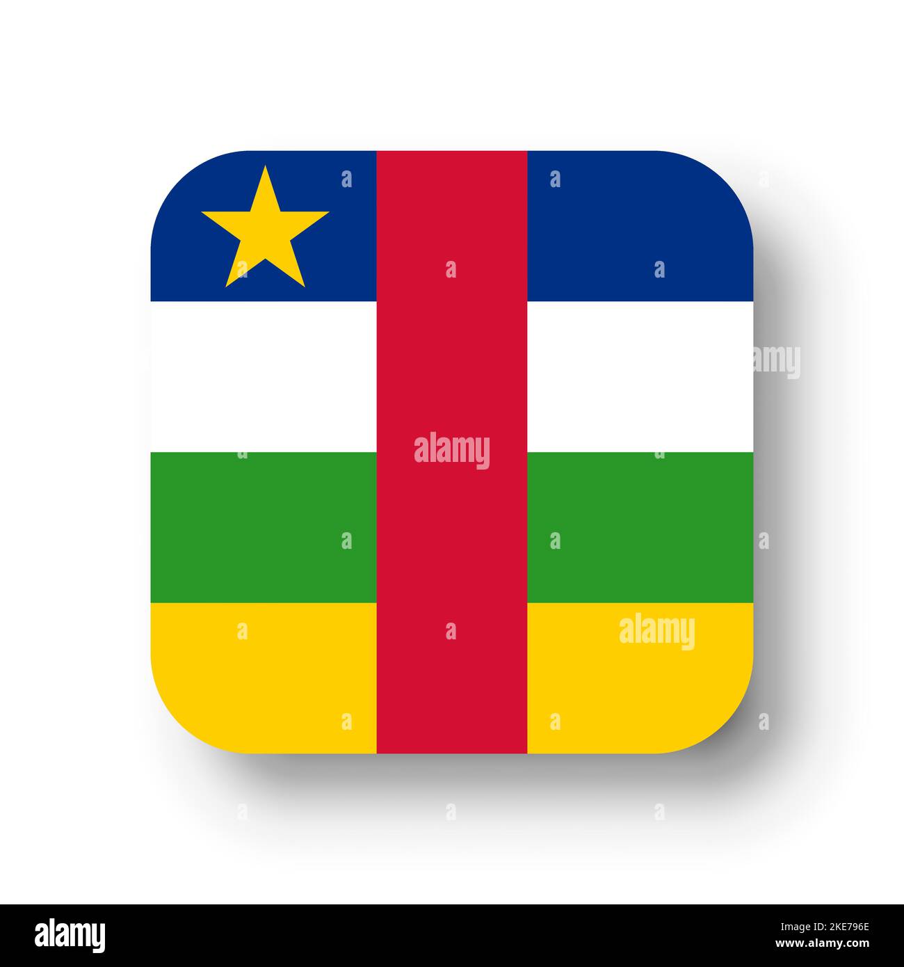 Central African Republic flag - flat vector square with rounded corners and dropped shadow Stock ...