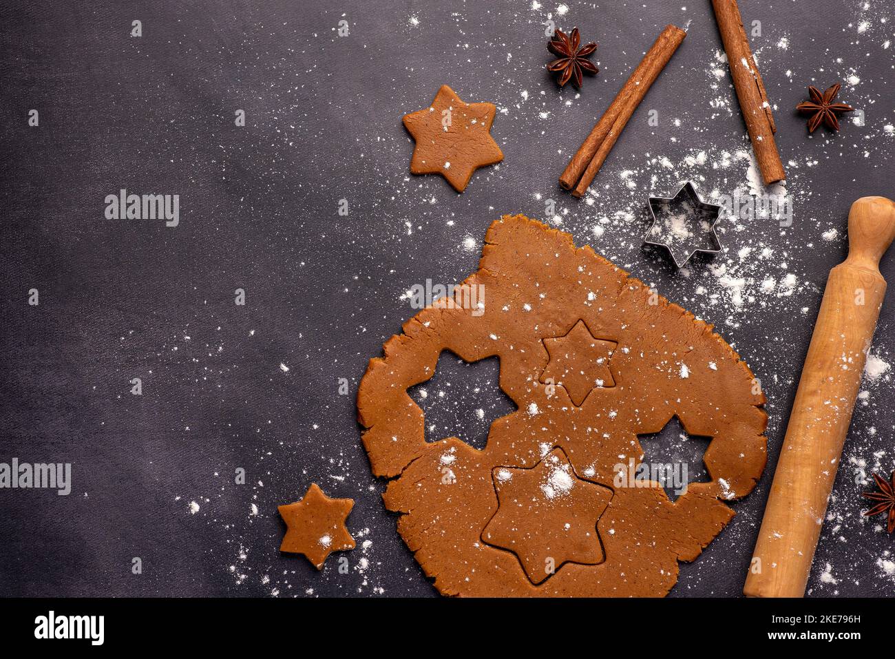 Blank food photography of ingredients for gingerbread, dough, christmas ...