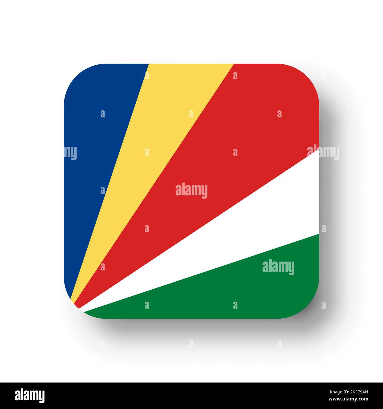 Seychelles Flag Flat Vector Square With Rounded Corners And Dropped