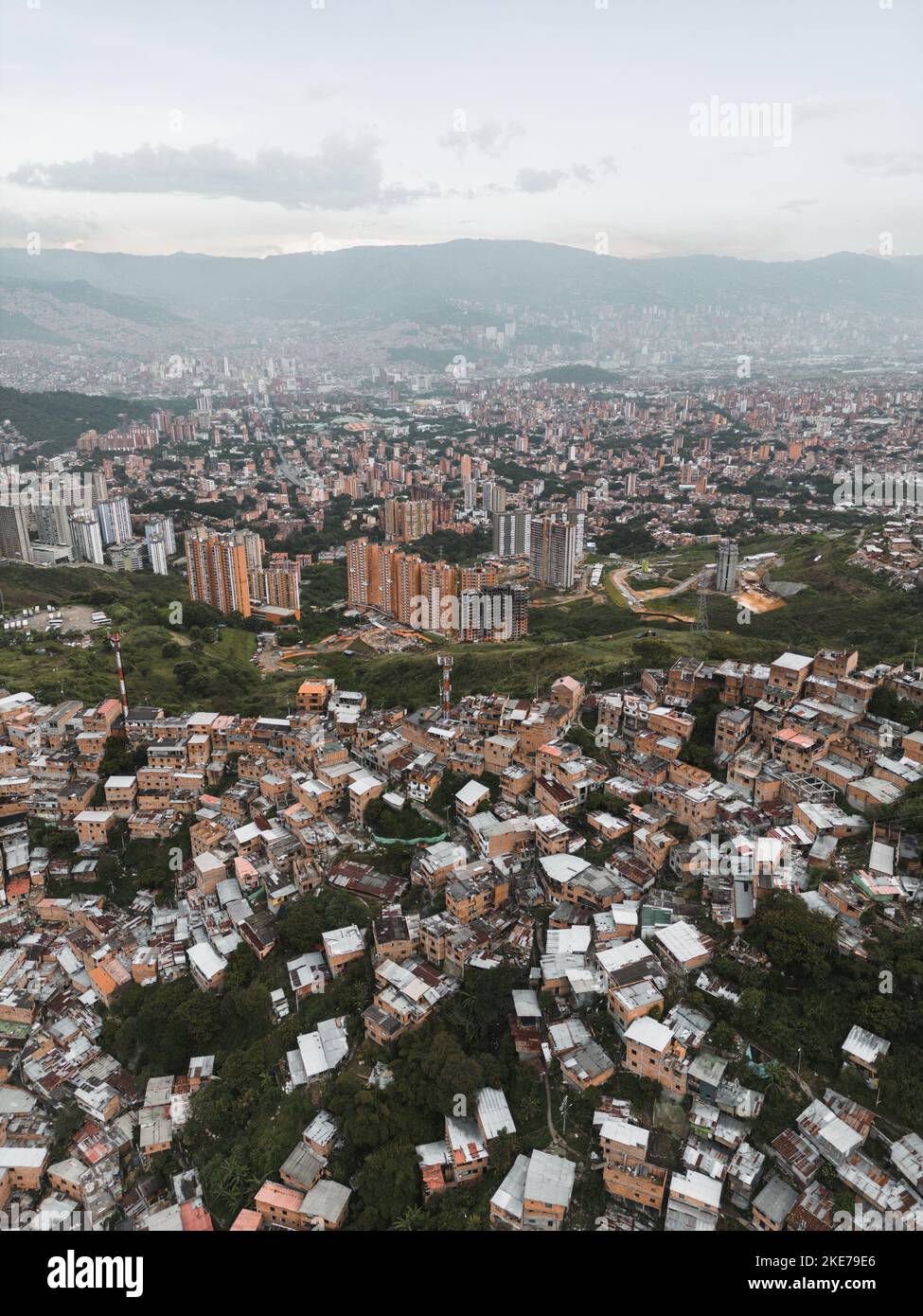 An aerial view of the city skyline of Medellin, Colombia Stock Photo ...