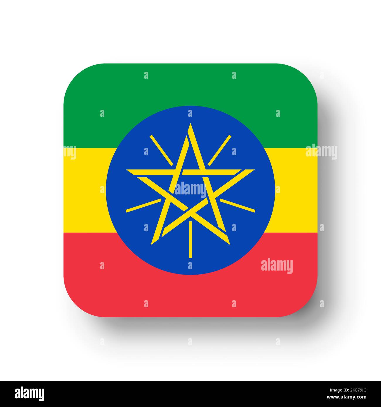 Ethiopia flag - flat vector square with rounded corners and dropped shadow Stock Vector Image ...