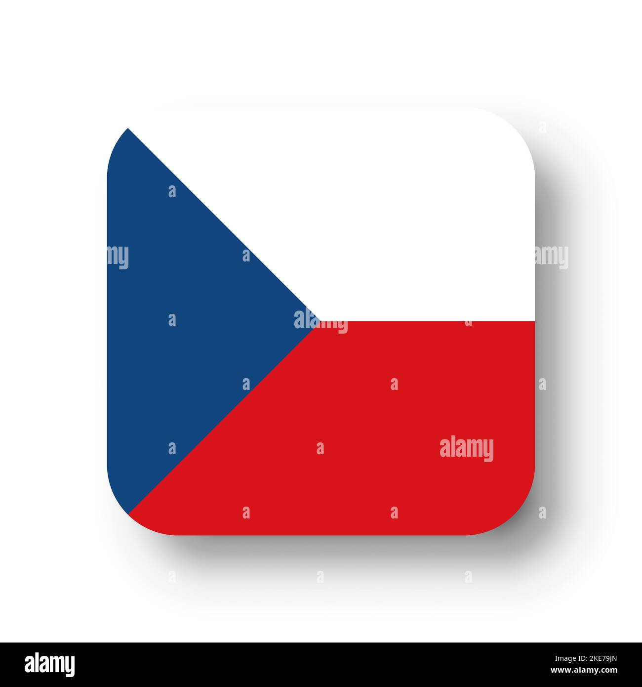Czech Republic flag - flat vector square with rounded corners and ...