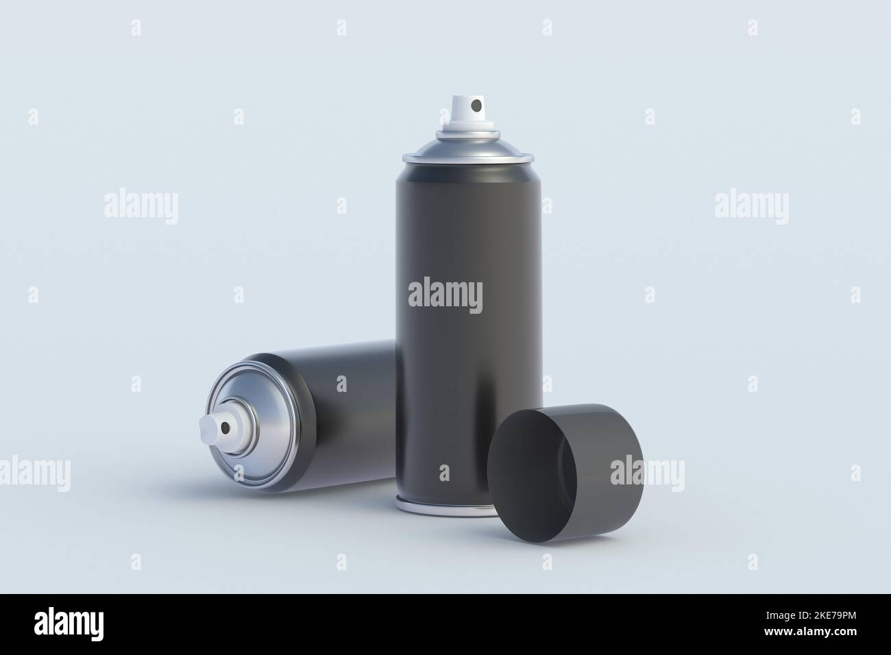 Blank metallic cans of spray paint. Hairspray or lacquer. Disinfectant ...