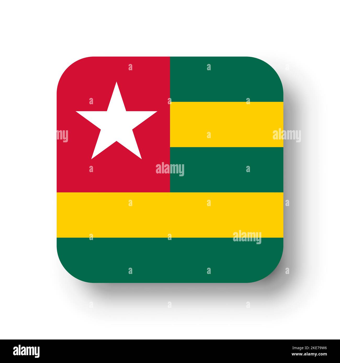Togo flag - flat vector square with rounded corners and dropped shadow Stock Vector Image & Art ...