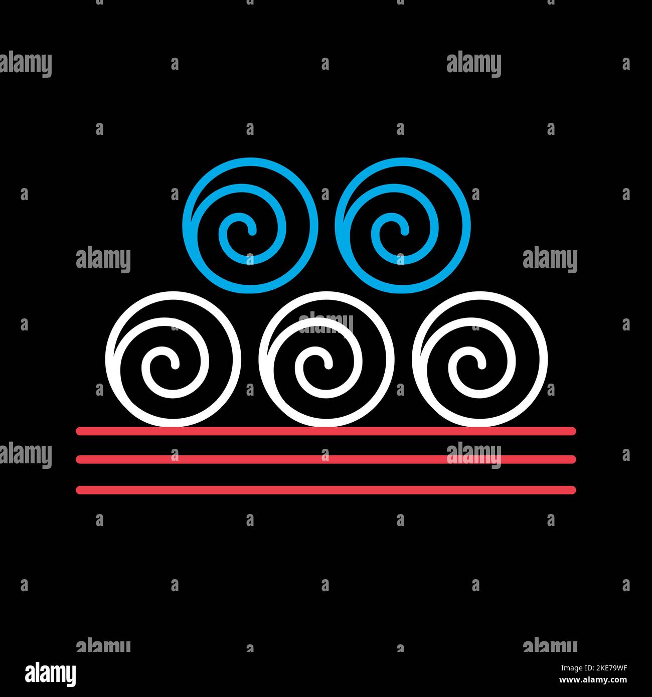 Round hay bales on black background icon. Agriculture sign. Graph ...