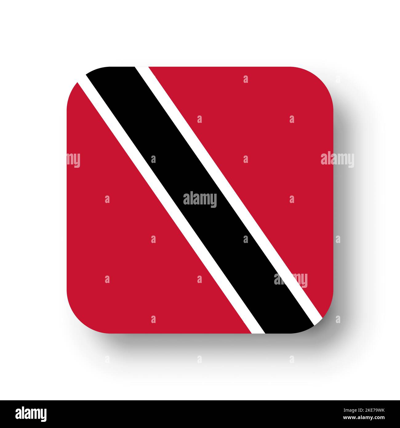 Trinidad and Tobago flag - flat vector square with rounded corners and dropped shadow Stock ...