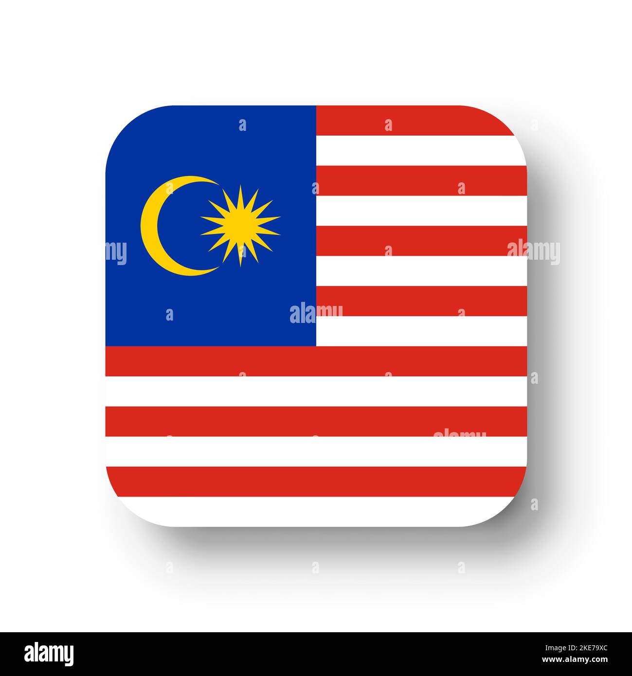 Malaysia flag - flat vector square with rounded corners and dropped shadow Stock Vector Image ...