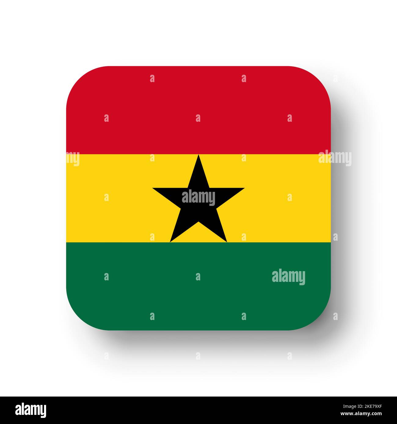 Ghana flag - flat vector square with rounded corners and dropped shadow Stock Vector Image & Art ...